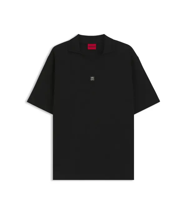Hugo Structured Cotton-blend Polo Shirt With Johnny Collar