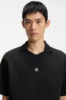 Hugo Structured Cotton-blend Polo Shirt With Johnny Collar