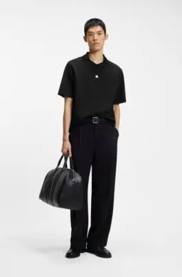 Hugo Structured Cotton-blend Polo Shirt With Johnny Collar