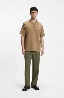 Hugo Structured Cotton-blend Polo Shirt With Johnny Collar