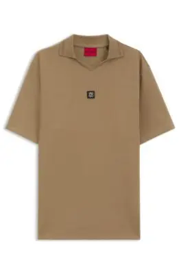 Hugo Structured Cotton-blend Polo Shirt With Johnny Collar