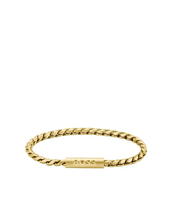 BOSS Gold-tone Cuff With Braided Chain