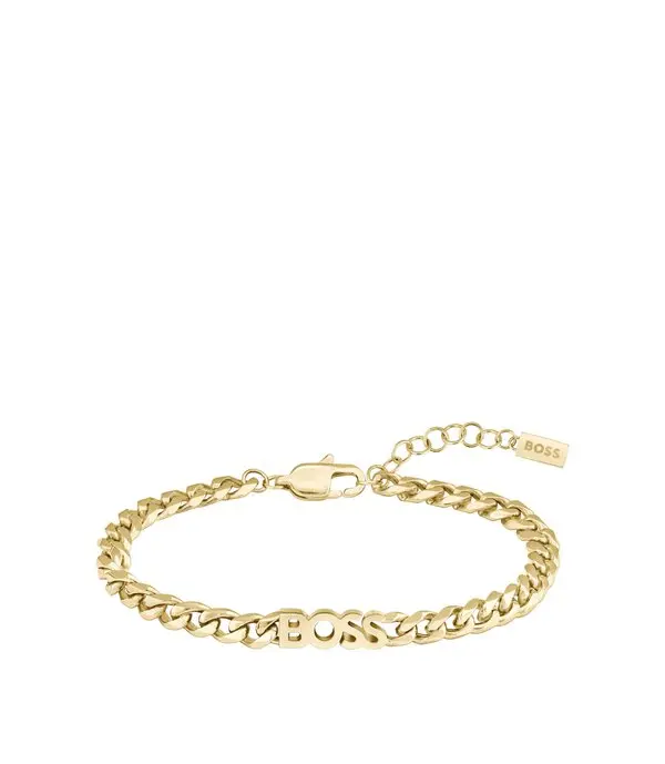 BOSS Gold-tone Chain Bracelet With Logo Lettering