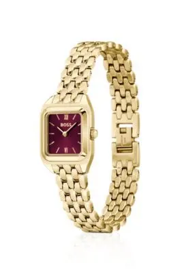 BOSS Mae Burgundy-dial Watch In Gold-tone Steel