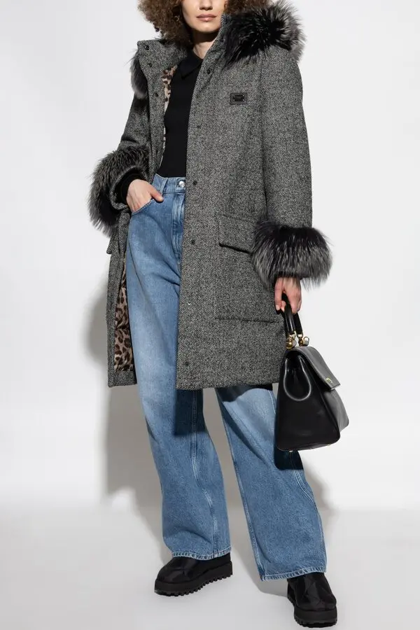 Dolce & Gabbana Dolce Gabbana Logo Plaque Coat