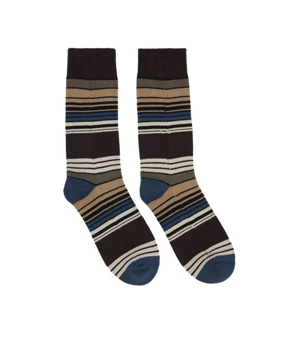 Sacai Horizontal Striped Mid-calf Socks - Black