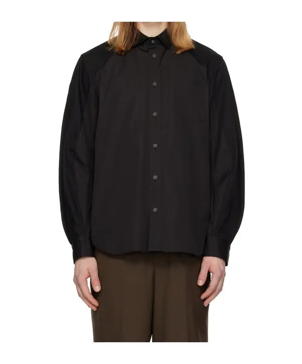 Sacai Long-sleeved Collared Shirt - Black