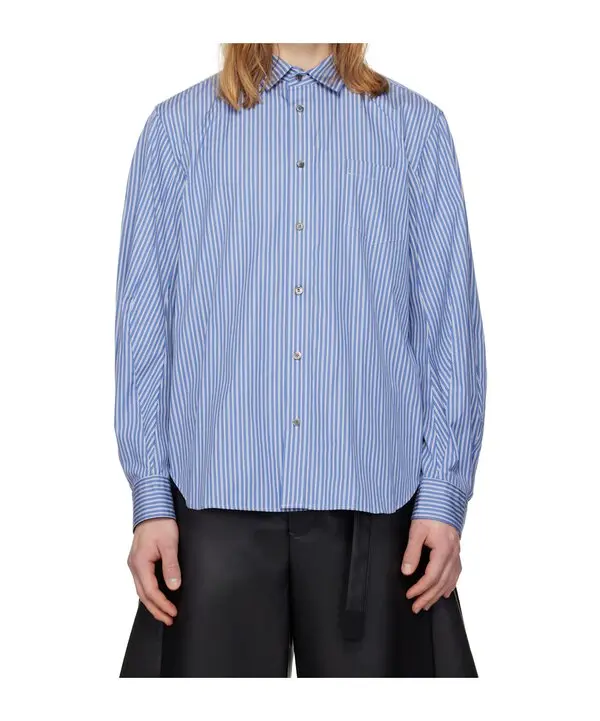 Sacai Stripe-print Poplin Shirt - Blue