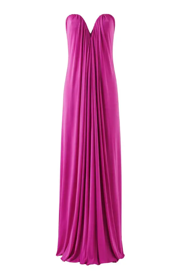 THE NEW ARRIVALS ILKYAZ OZEL Olivienne Strapless Jersey Maxi Dress - Fuchsia