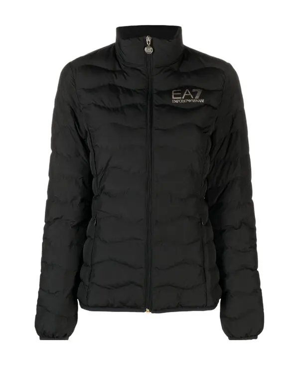 EA7 Logo-embellished Padded Zip Jacket - Black