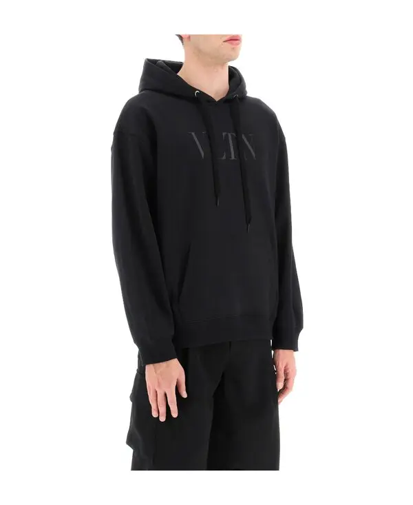 Valentino Garavani Vltn Logo Printed Drawstring Hoodie