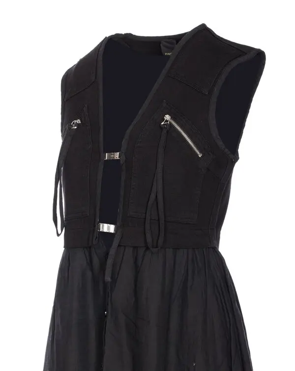 Pinko Andres Buckled V-neck Long Dress