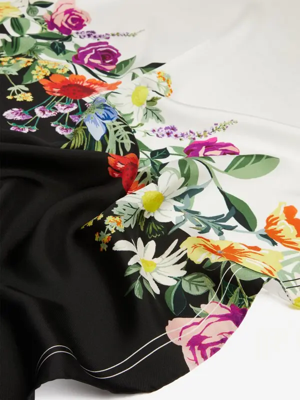 Max Mara Floral Printed Silk Scarf