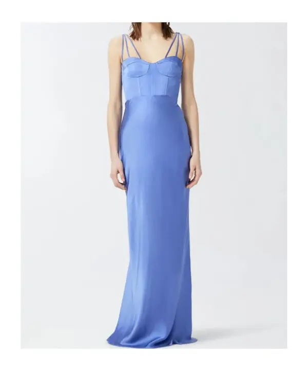 Pinko Fringed Satin Long Dress