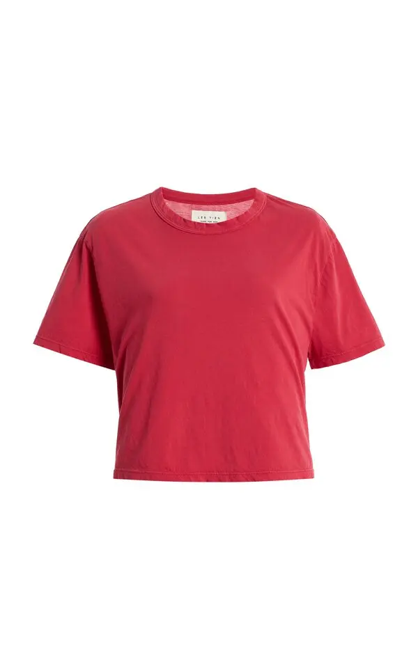 LES TIEN Cropped Cotton T-shirt - Red