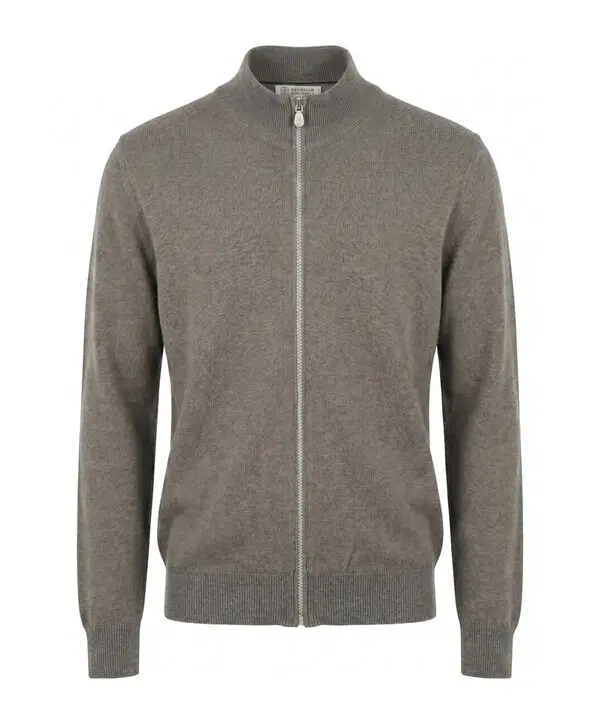Brunello Cucinelli Zip-up Knitted Cardigan - Grey
