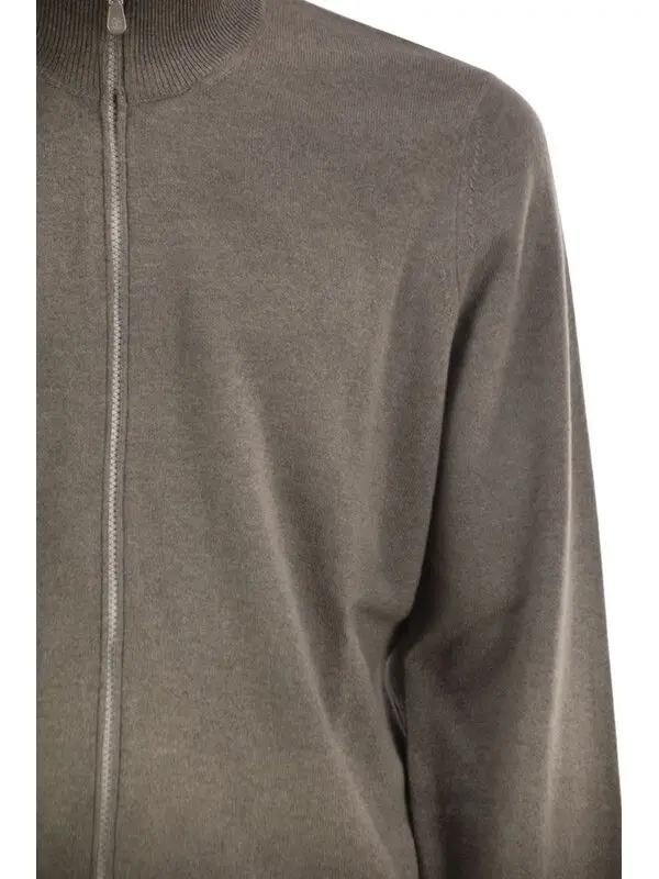 Brunello Cucinelli Zip-up Knitted Cardigan - Grey