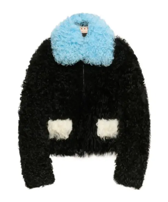 Marni Shearling-jacket With Colour-block Details - Black