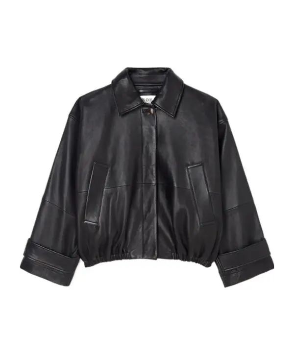 RÓHE Leather Zip Blouson Jacket - Black