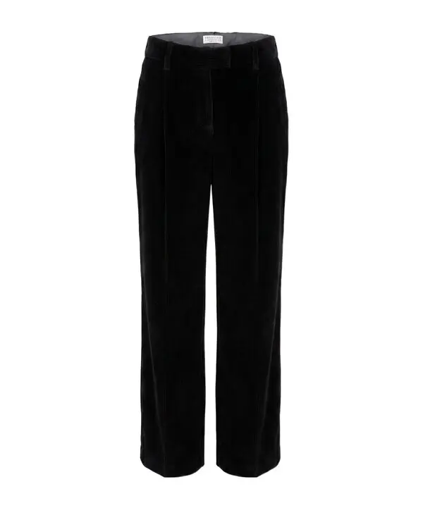 Brunello Cucinelli Pleated Corduroy Trousers - Black