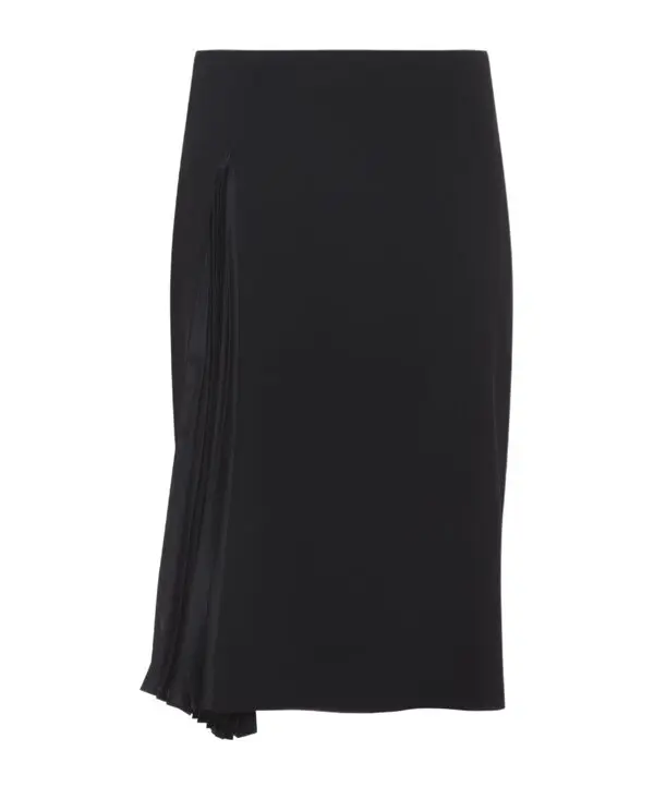 JIL SANDER Pleated Wool Midi Skirt - Black