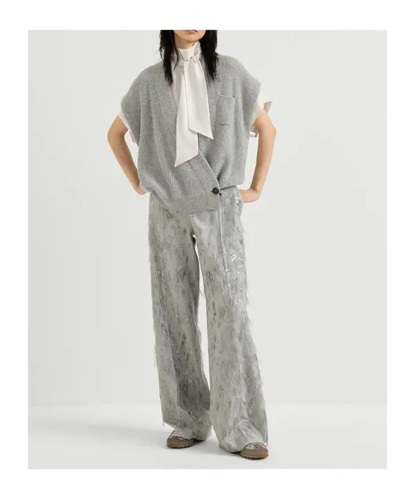 Brunello Cucinelli Ribbed Wrap-front Knit Top - No