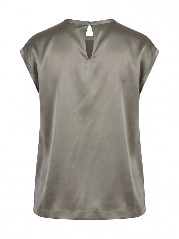Brunello Cucinelli Monili-chain Pocket Silk Top