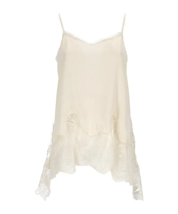 Fabiana Filippi Sleeveless Lace Trim Camisole - Beige