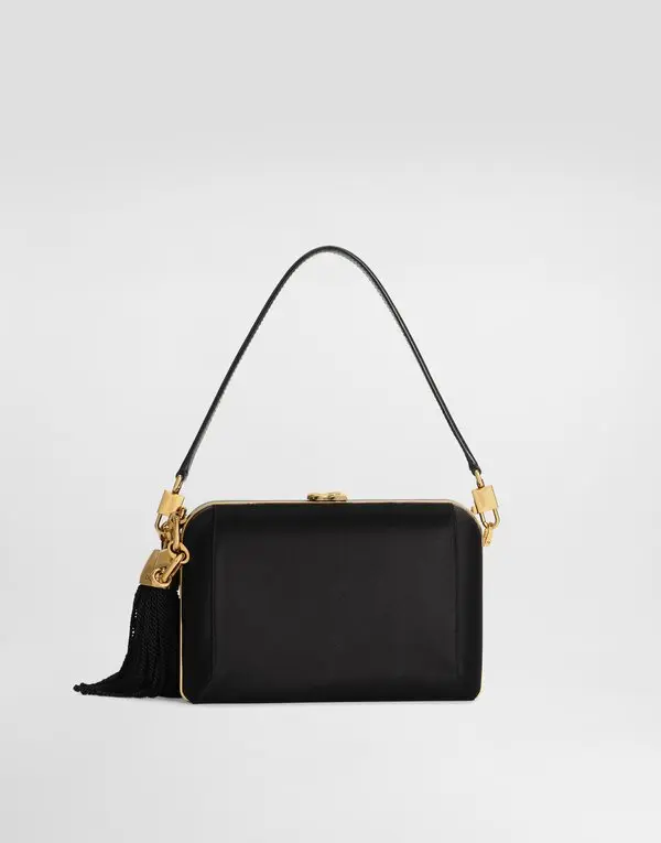 Dolce & Gabbana Dolce Box Satin And Laminated Ayers Handbag - Black