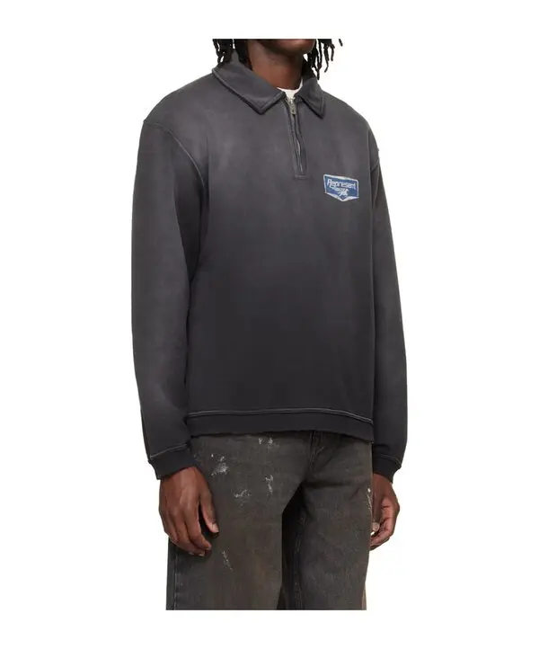 REPRESENT Quarter Zip-up Hoodie With Distressed Finish