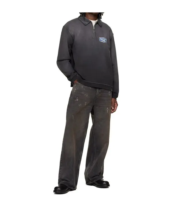 REPRESENT Quarter Zip-up Hoodie With Distressed Finish