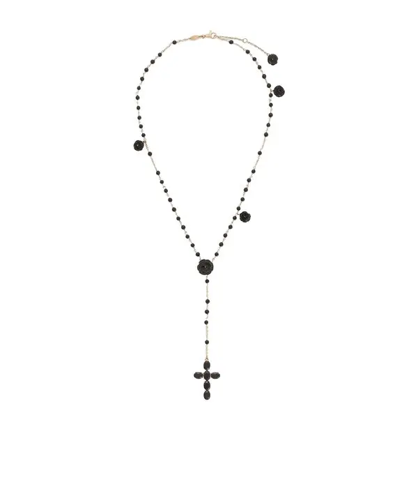 Dolce & Gabbana 18kt Yellow Gold Sapphire Tradition Rosary Necklace - Black