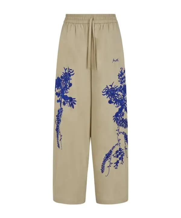 P.a.r.o.s.h High Waist Wide Leg Floral Trousers
