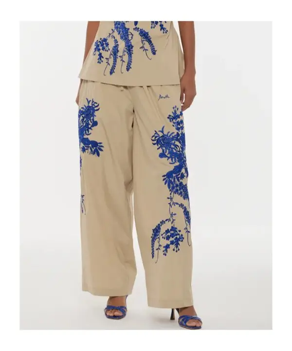 P.a.r.o.s.h High Waist Wide Leg Floral Trousers
