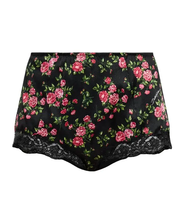 Dolce & Gabbana Dolce Gabbana Floral Lace High-waist Briefs - Black