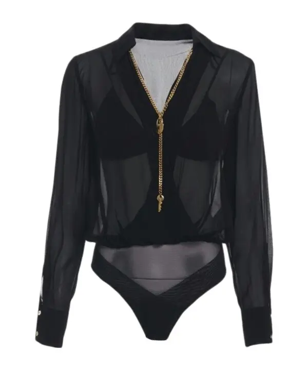 Elisabetta Franchi Long-sleeve Bodysuit - Black