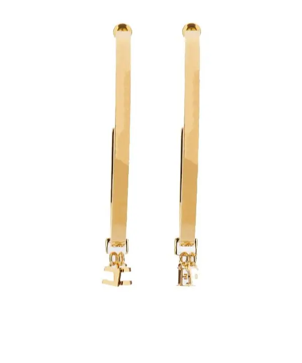 Elisabetta Franchi Logo Charm Hoop Earrings