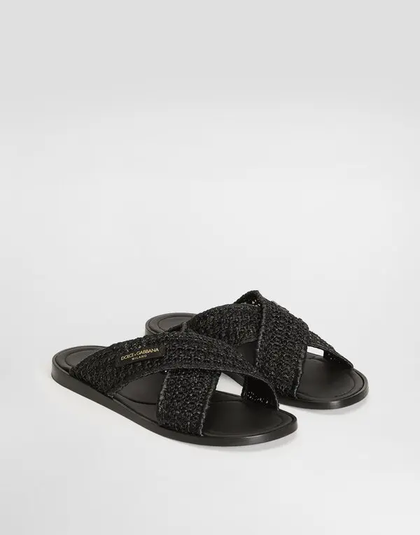 Dolce & Gabbana Woven Cross-strap Slides