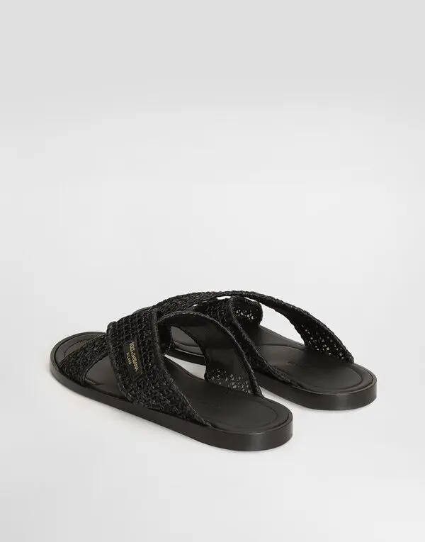 Dolce & Gabbana Woven Cross-strap Slides