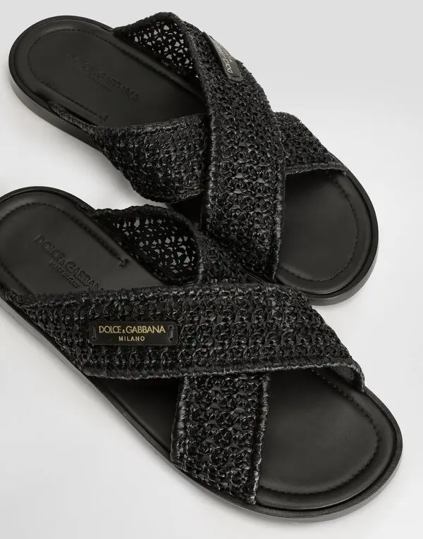 Dolce & Gabbana Woven Cross-strap Slides