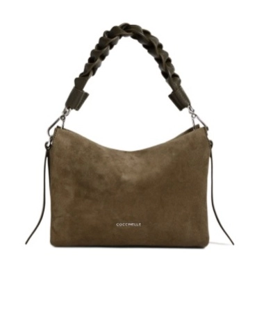 COCCINELLE Braided Handle Shoulder Bag - Fango