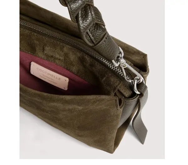 COCCINELLE Braided Handle Shoulder Bag - Fango