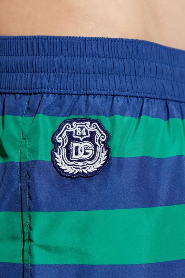 Dolce & Gabbana Dolce Gabbana Striped Logo Swim Shorts