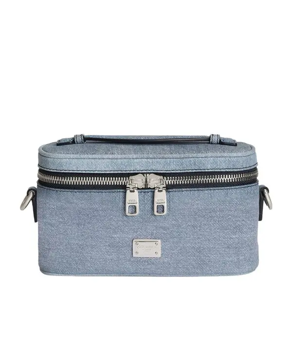 Dolce & Gabbana Atene Crossbody Minibag In Denim Nubuck - Gray
