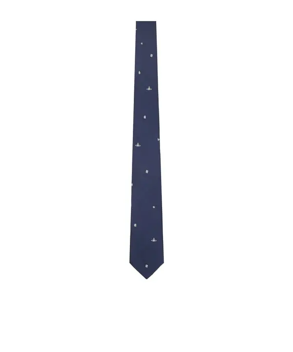 VIVIENNE WESTWOOD Orb Printed Pointed-tip Tie - Blue