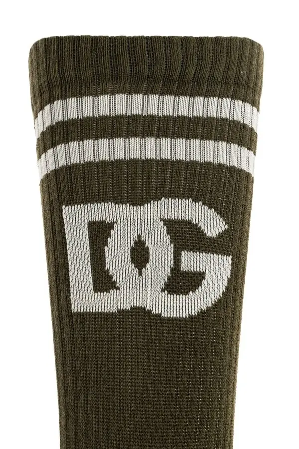 Dolce & Gabbana Dolce Gabbana Striped Logo Socks