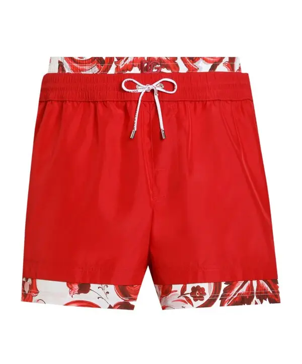 Dolce & Gabbana Dolce Gabbana Majolica Trim Swim Shorts