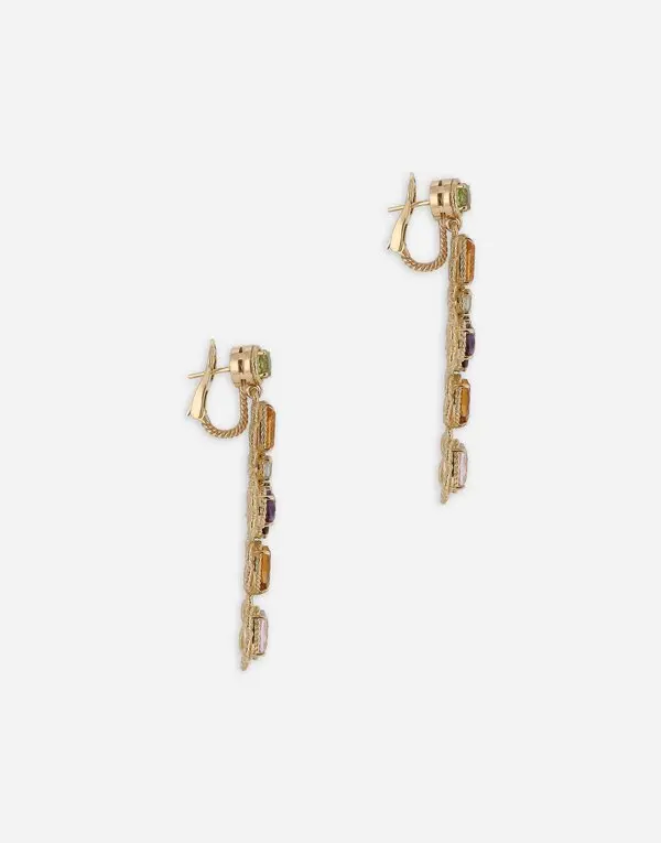 Dolce & Gabbana 18kt Gold Cross Gemstone Drop Earrings