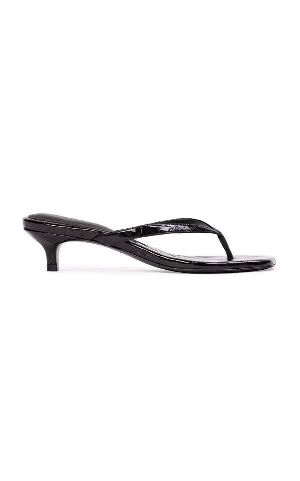 BLACK SUEDE STUDIO Kendal Croc Patent Leather Sandals - Black