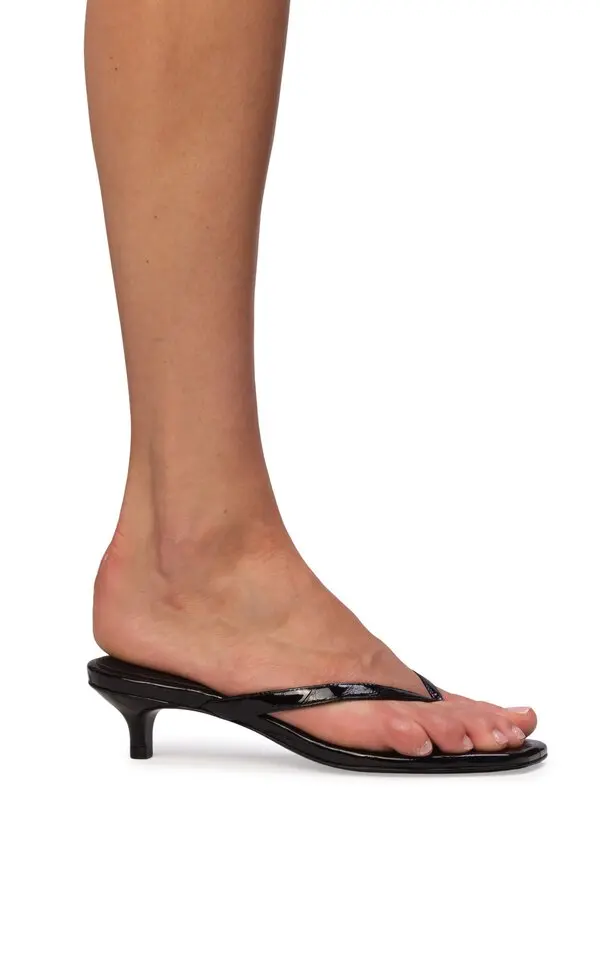 BLACK SUEDE STUDIO Kendal Croc Patent Leather Sandals - Black